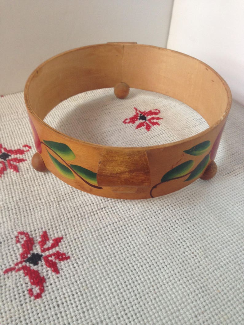 Vintage 1940's-50's Wood/wooden Tole Painted Round - Etsy