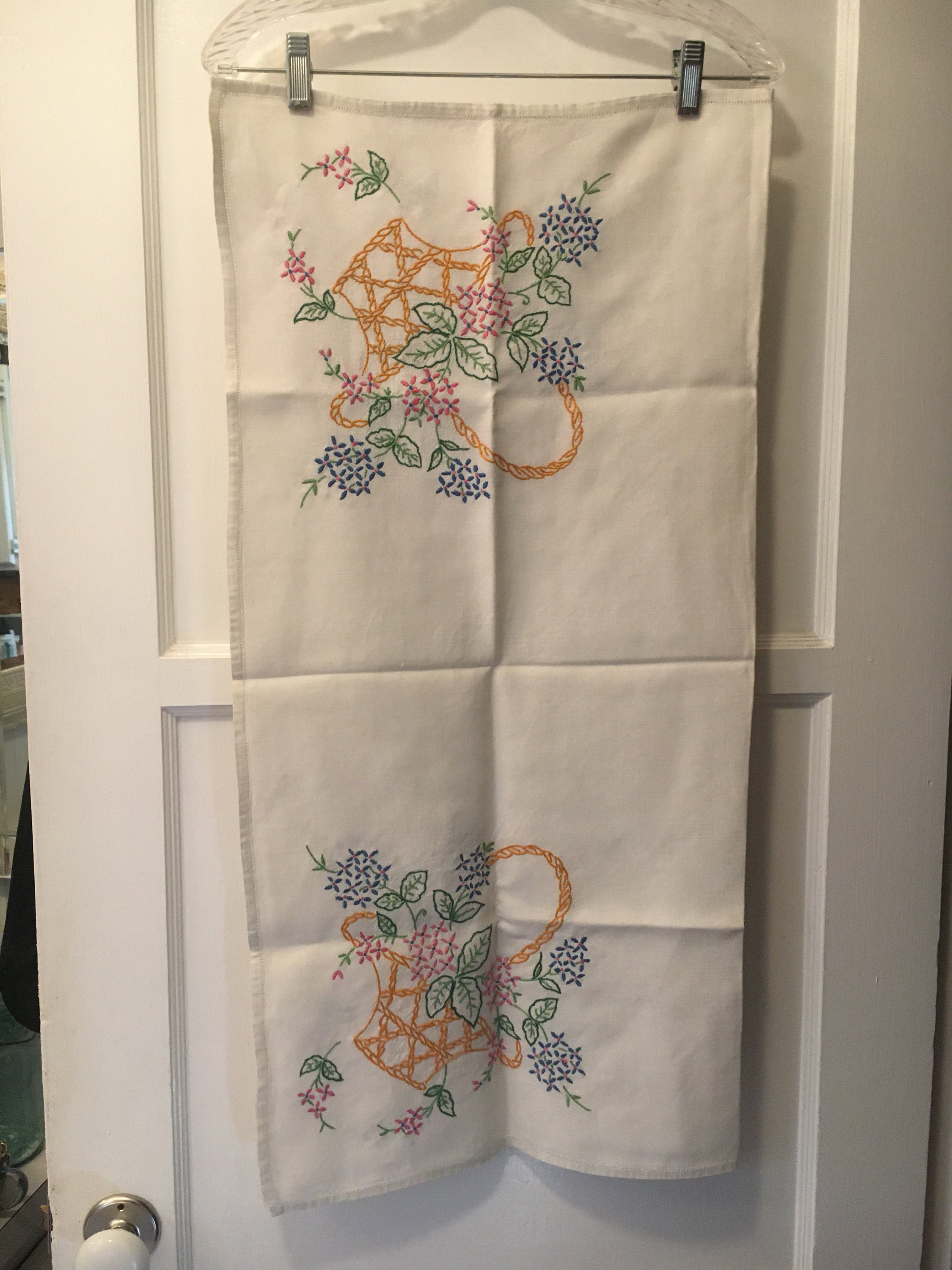 Antique Hand Embroidered Beautiful Linen Tablecloth W/large - Etsy