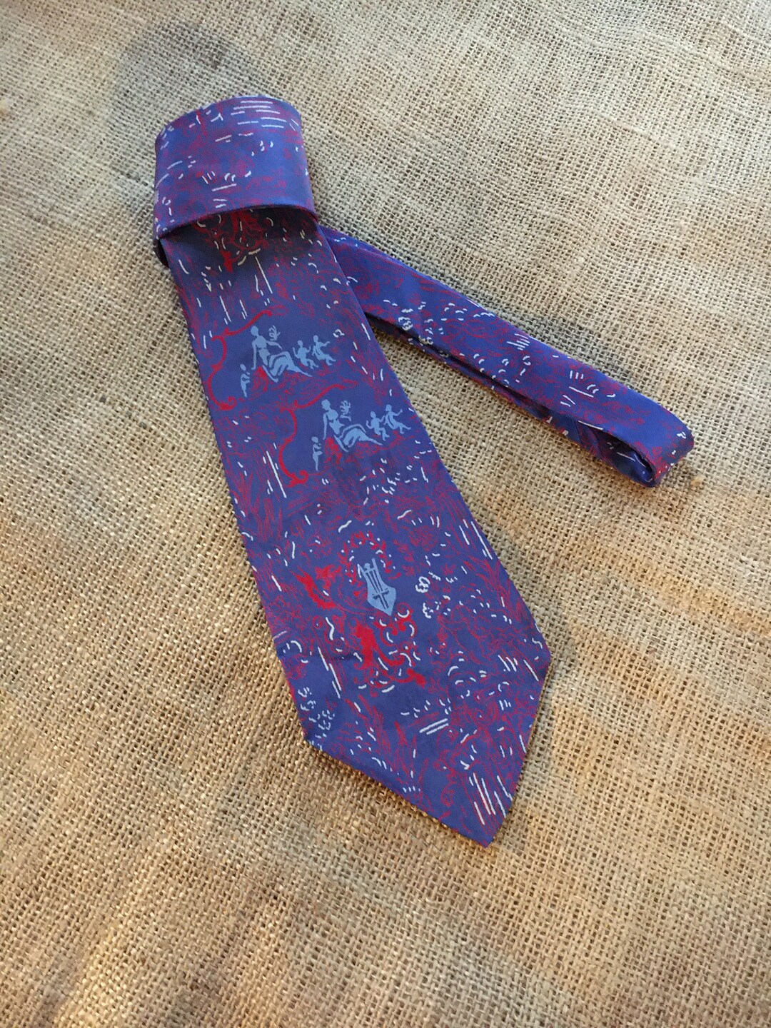 Vintage Silk Necktie/cravat W/ Mythology Themefabric Marked:limite ...