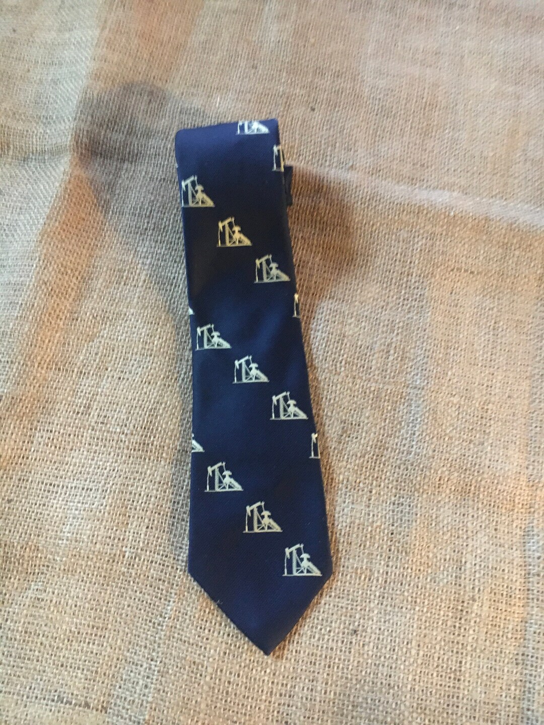 Vintage Necktie With Oil Rig Images..oil Worker Cravat…oil Company ...