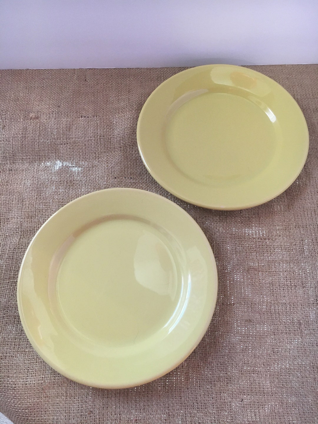 Two(2) Vintage Wallace China Plates--yellow Ware/desert Ware/chefsware ...