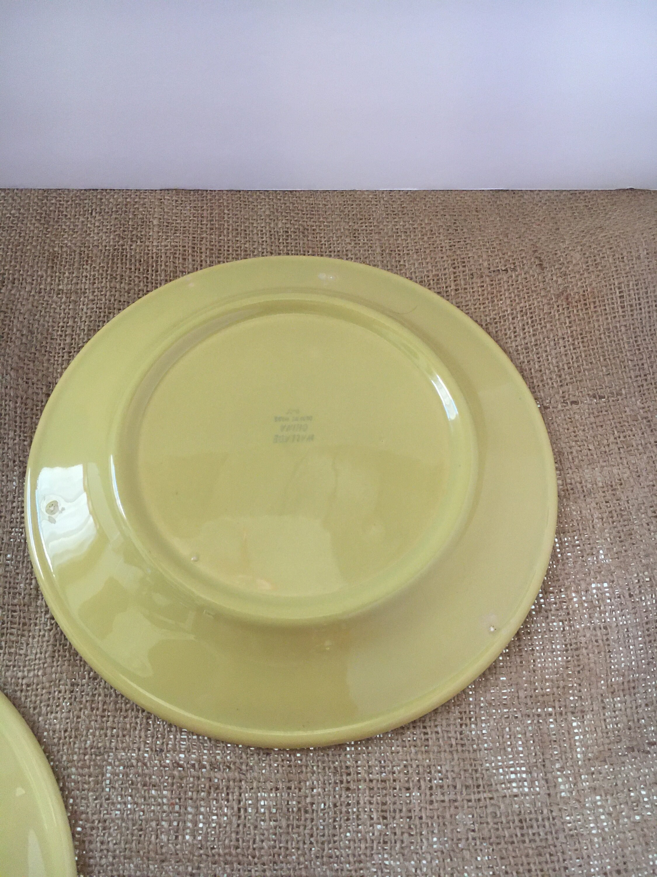 Two(2) Vintage Wallace China Plates--yellow Ware/desert Ware/chefsware ...