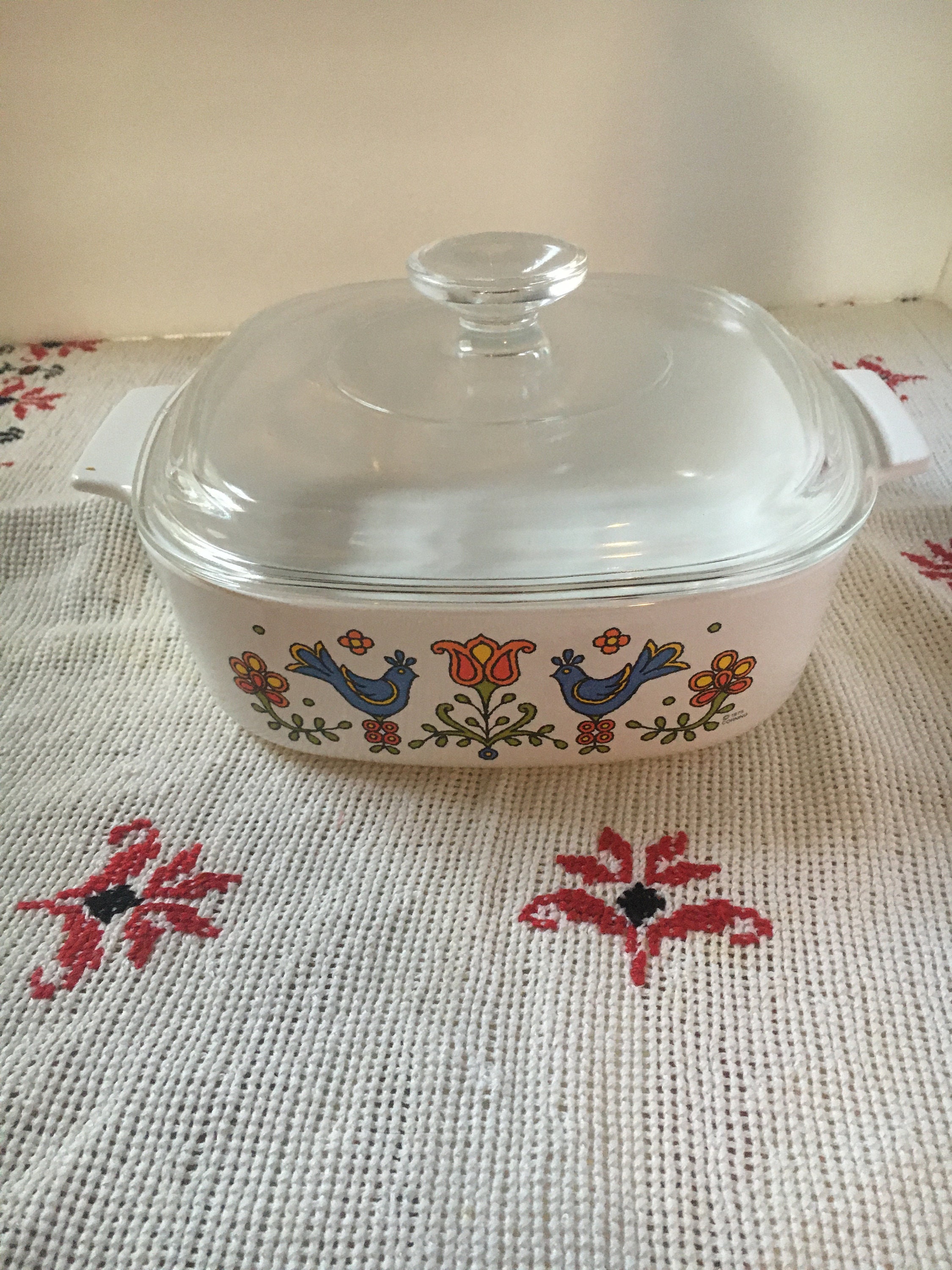Vintage 1975 Corning Ware COUNTRY Festival/blue Birds Two Quart ...