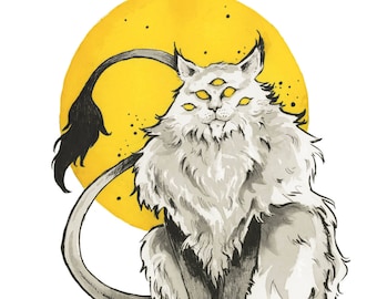 Alien cat drawing | Etsy