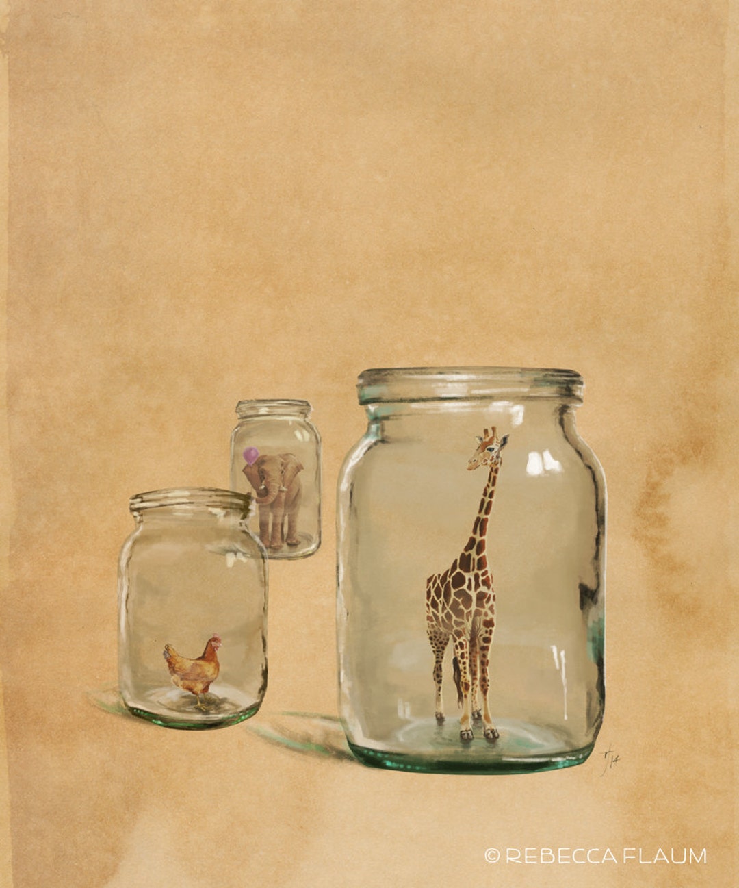 Cute Animals in Jars 8x10 or 11x14 Art Print - Etsy Norway