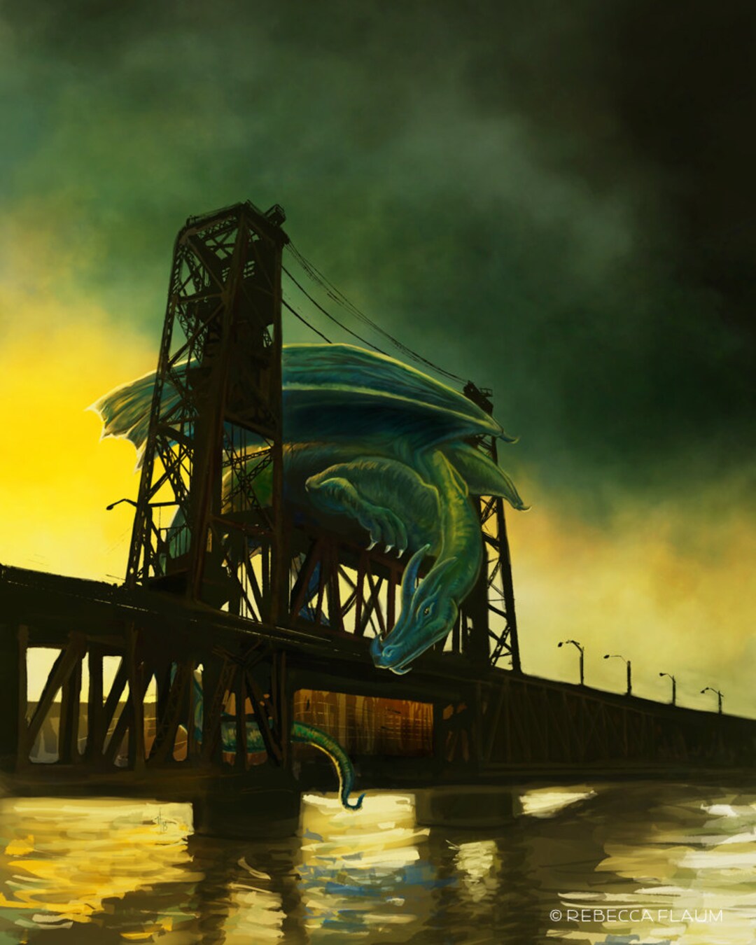 The Dragon of Portland's Steel Bridge Art Print, Various Sizes - Etsy