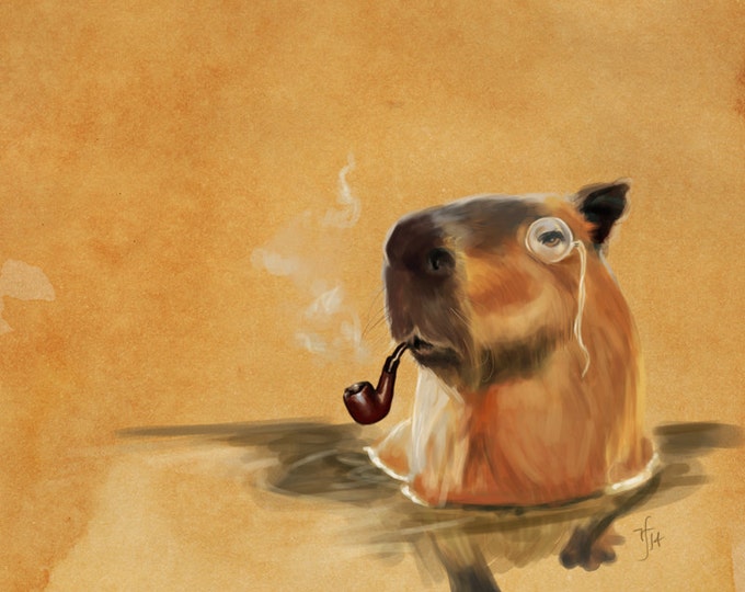 Classy Capybara 8x10 Art Print - Etsy
