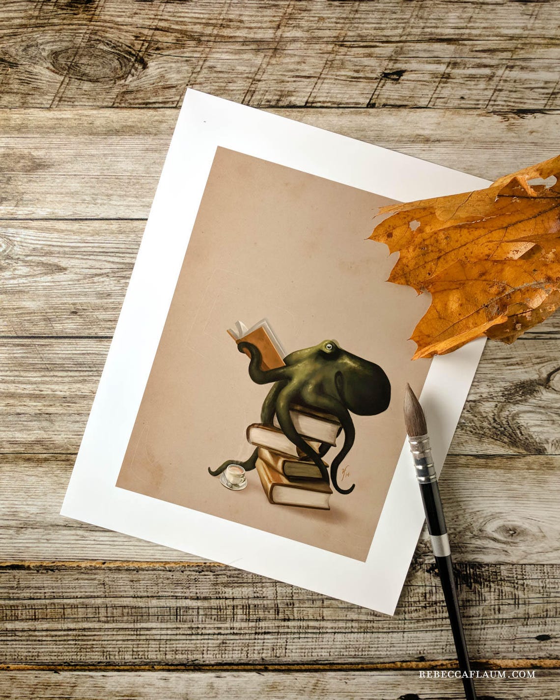 Octopus With Books 8x10 Art Print | Etsy