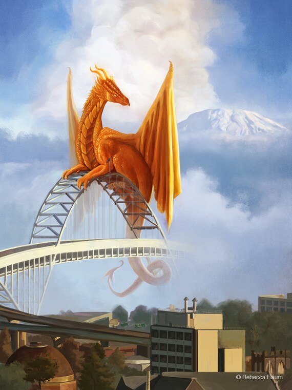 The Dragon of Portland's Fremont Bridge 8x10 Art Print | Etsy
