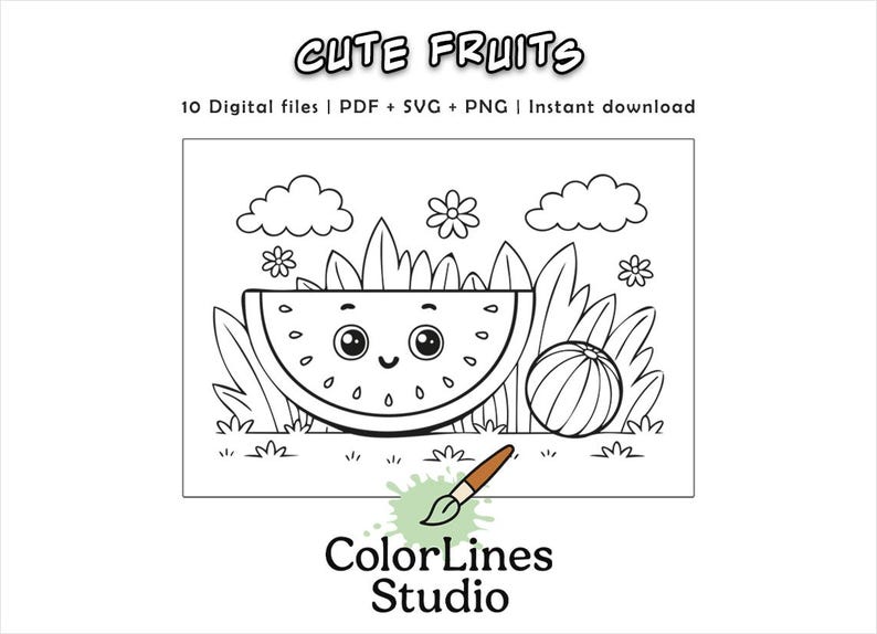 Cute Fruit Coloring Pages | Kawaii Food Characters | Printable PDF ...