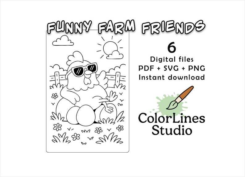 Farm Animal Coloring Pages for Kids – 6 Cute Printable Sheets ...