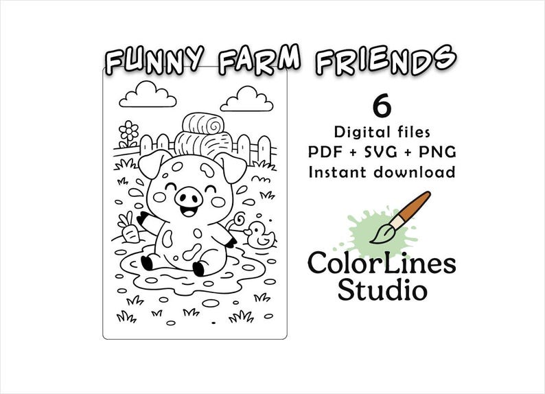Farm Animal Coloring Pages for Kids – 6 Cute Printable Sheets ...