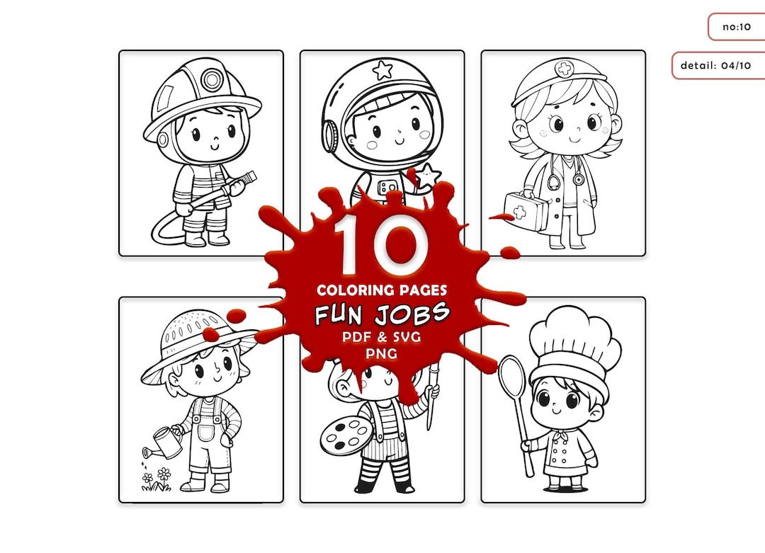 Cute Professions Coloring Pages | Doctor, Firefighter, Teacher ...