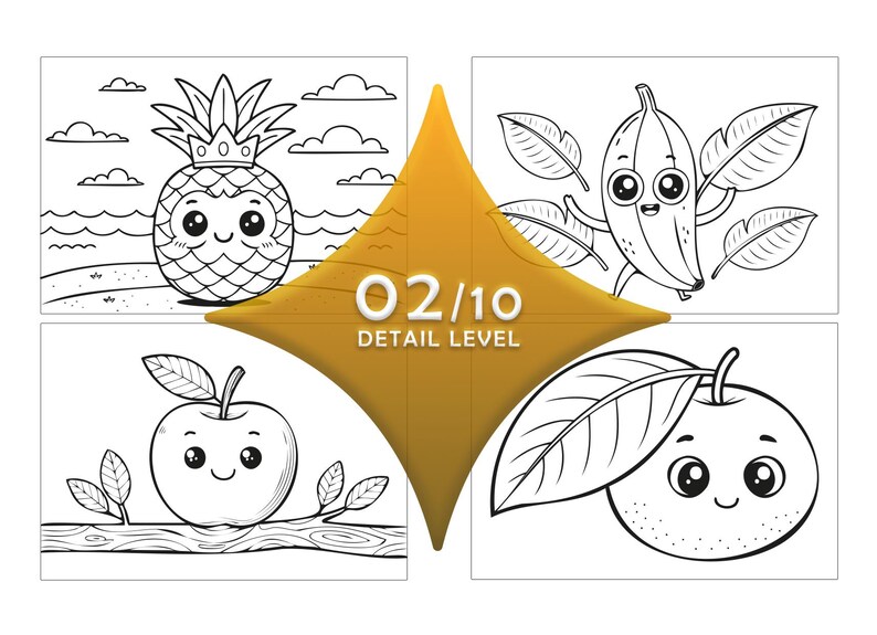 Cute Fruit: Fun Easy Coloring Pages for Kids | Printable Kawaii Fruits ...