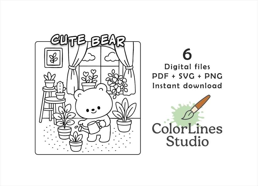 Kawaii Bear Coloring Pages – 6 Cute Printable Sheets for Kids | Daily ...