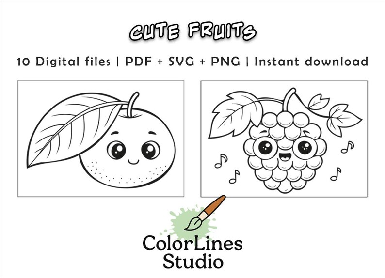Cute Fruit Coloring Pages | Kawaii Food Characters | Printable PDF ...