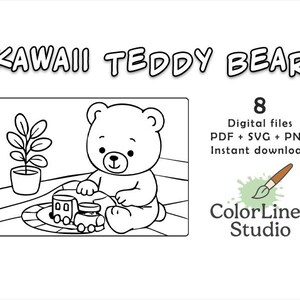 Kawaii Bear Coloring Pages, 8 Cute Printable Sheets for Kids | Daily ...