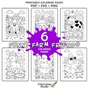 Farm Animal Coloring Pages for Kids – 6 Cute Printable Sheets ...