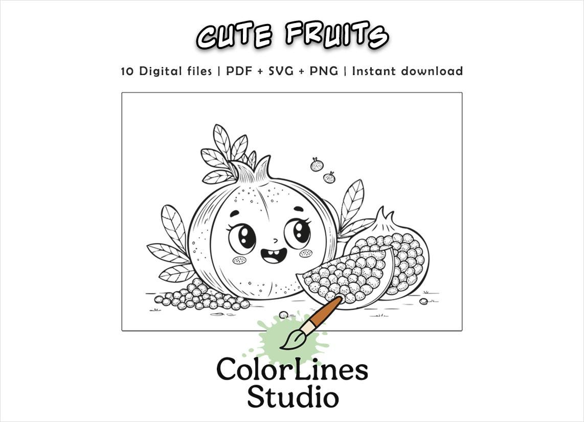 Cute Fruit Coloring Pages | Kawaii Food Characters | Printable PDF ...