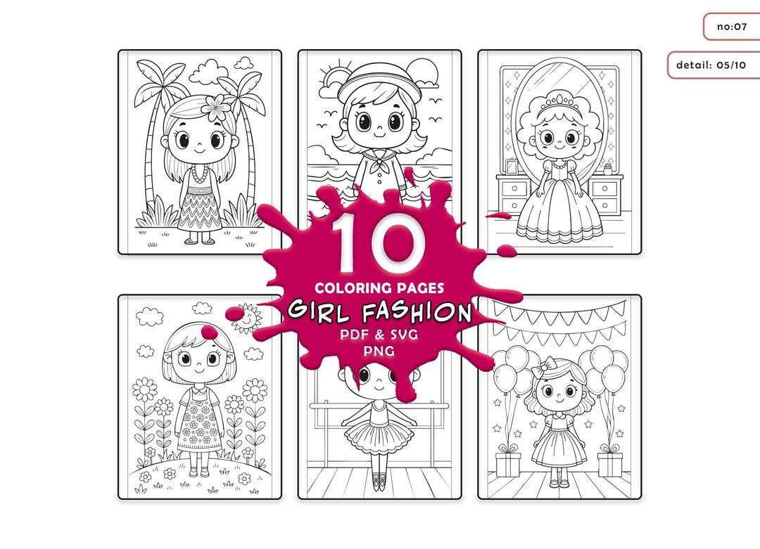 Cute Girl Dress up Coloring Pages | Fashion Princess Ballerina Outfits ...
