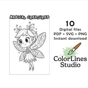 Magical Creatures Coloring Pages | Dragon Unicorn Witch Fairy Angel ...