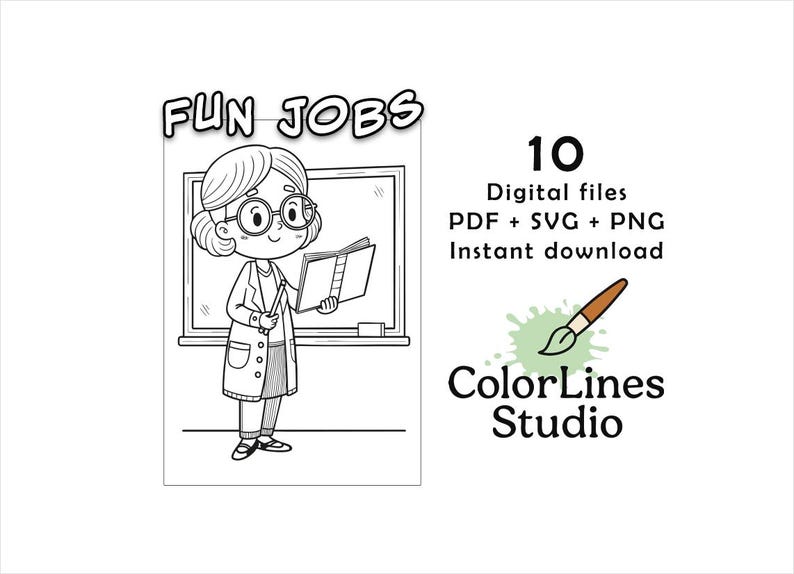 Cute Professions Coloring Pages | Doctor, Firefighter, Teacher ...
