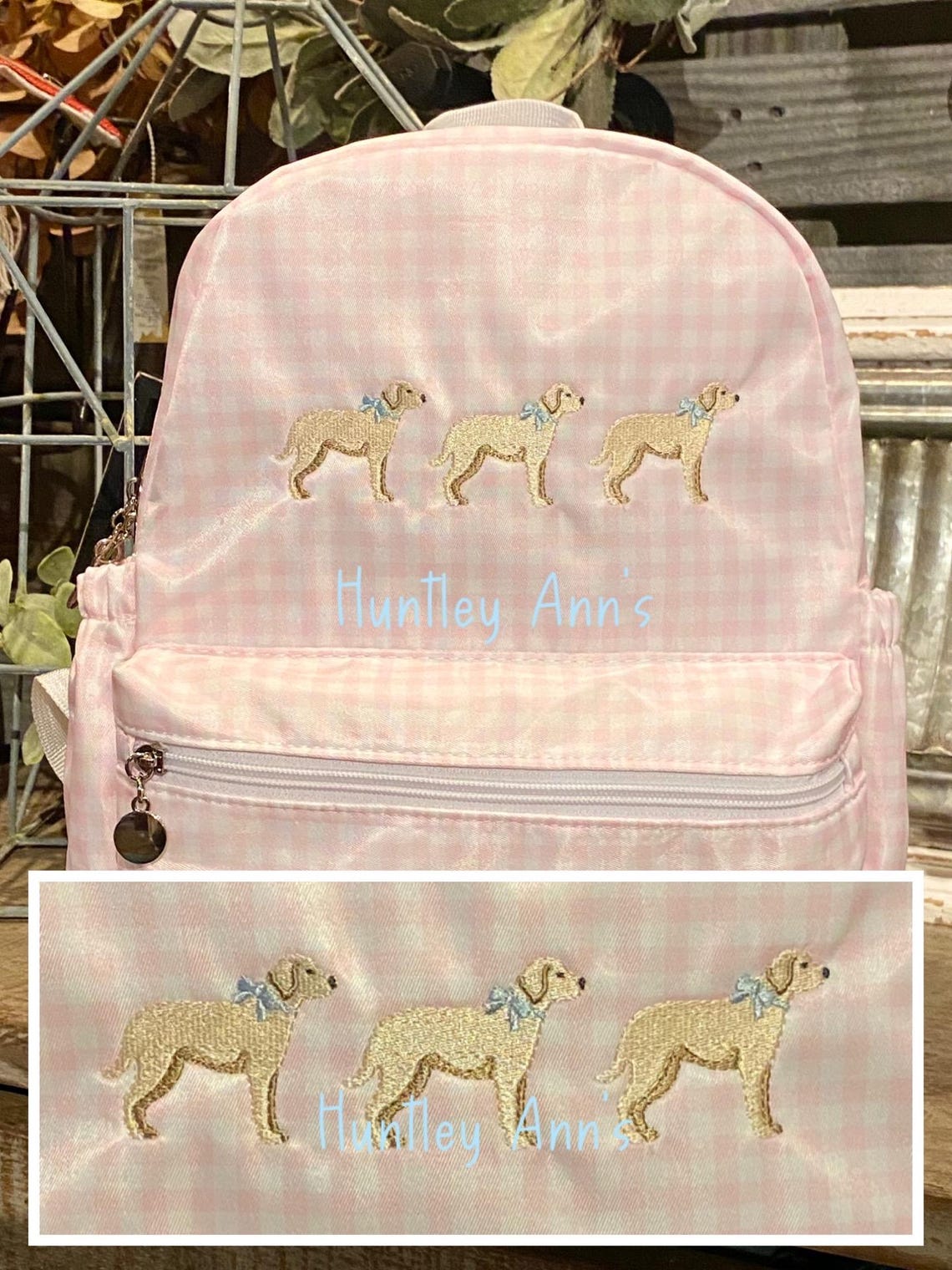 Pink Gingham Backpack Toddler or Full Size Nylon Backpack. Monogrammed ...