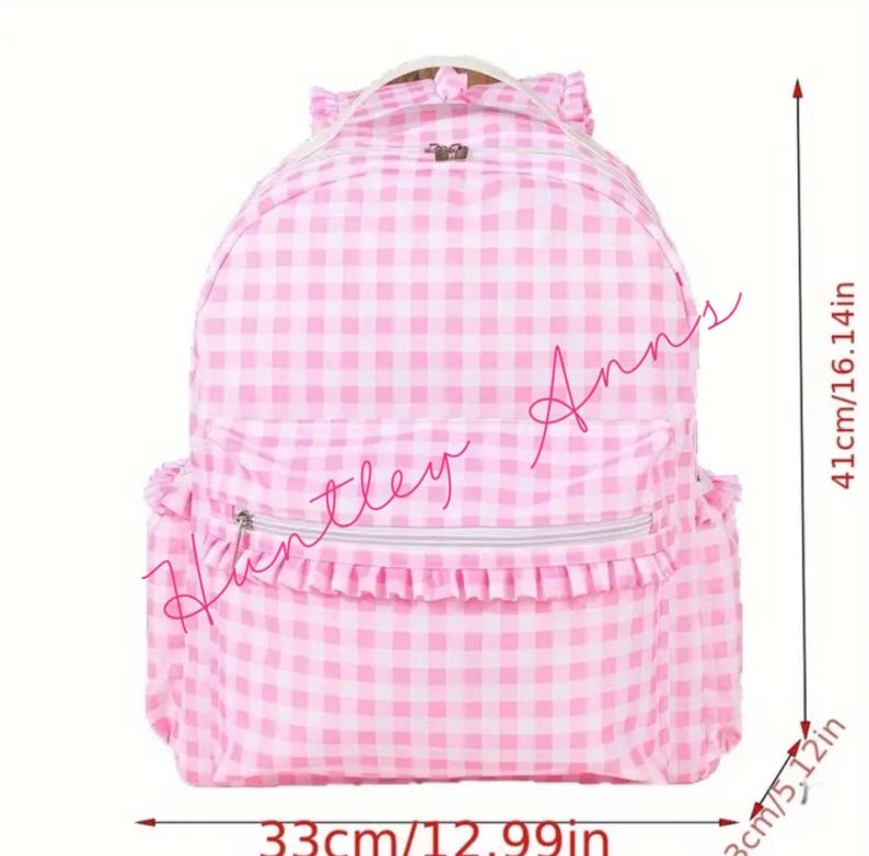 Pink Gingham Backpack Toddler or Full Size Nylon Backpack. Monogrammed ...