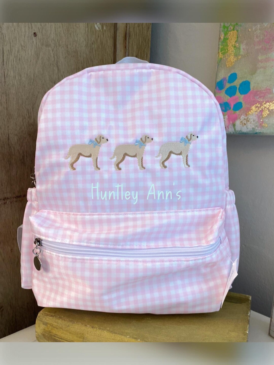 Pink Gingham Backpack Toddler or Full Size Nylon Backpack. Monogrammed ...