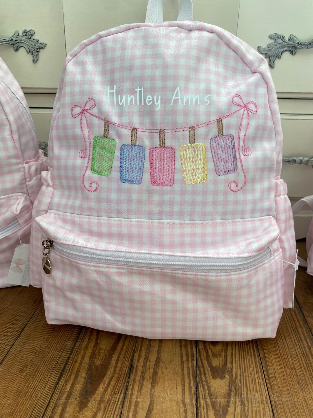 Pink Popsicle Ice Cream Gingham Backpack Toddler Size Nylon Book Bag ...