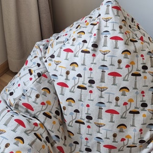 Eco-friendly Bean Bag Chair With Trendy Mushroom Print, Beanbag Linen ...