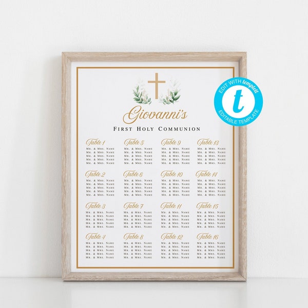 First Holy Communion Seating Chart - Etsy