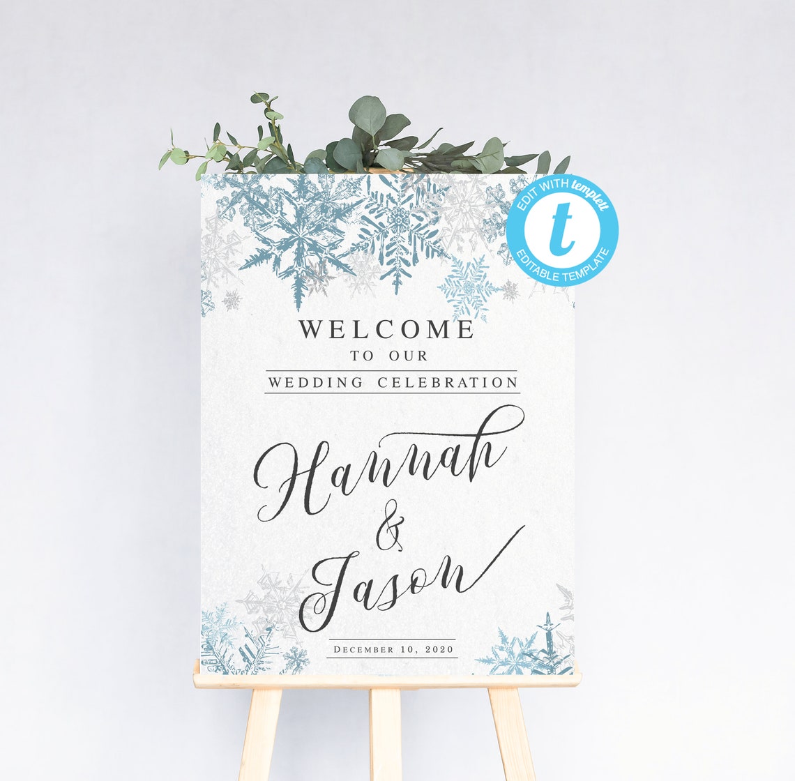 Winter Wedding Welcome Sign - PRINTABLE, Christmas Wedding, Winter ...