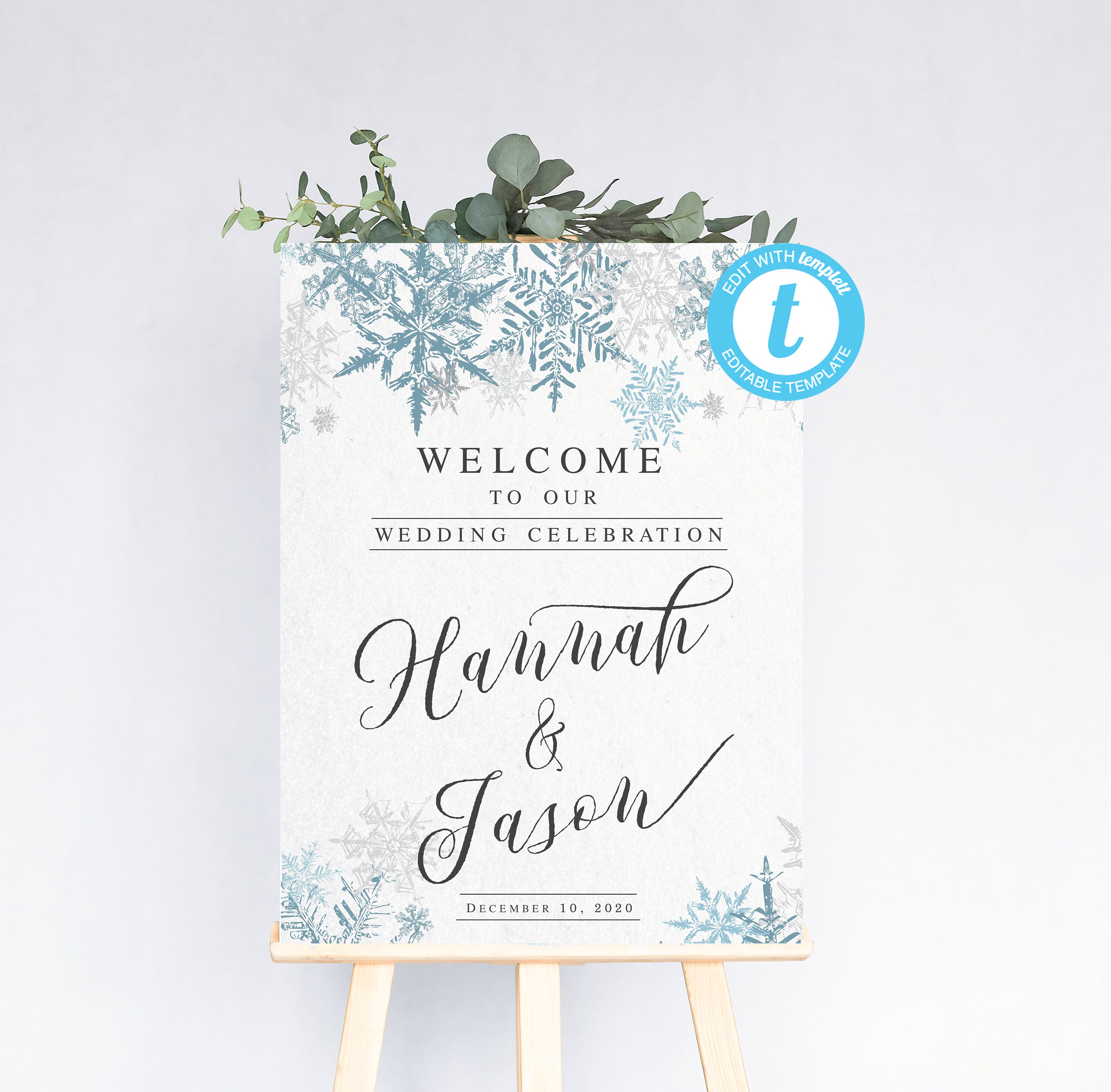 Winter Wedding Welcome Sign PRINTABLE Christmas Wedding - Etsy