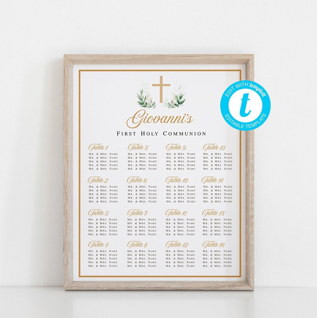 Seating Chart Sign, Communion Seating Chart, Seating Chart, Communion ...