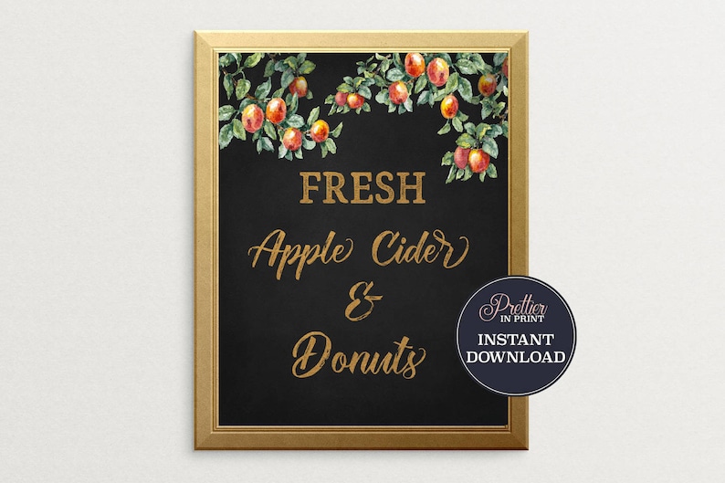 Apple Cider and Donuts, Menu Sign, Hard Cider, Late Night Snack Sign ...