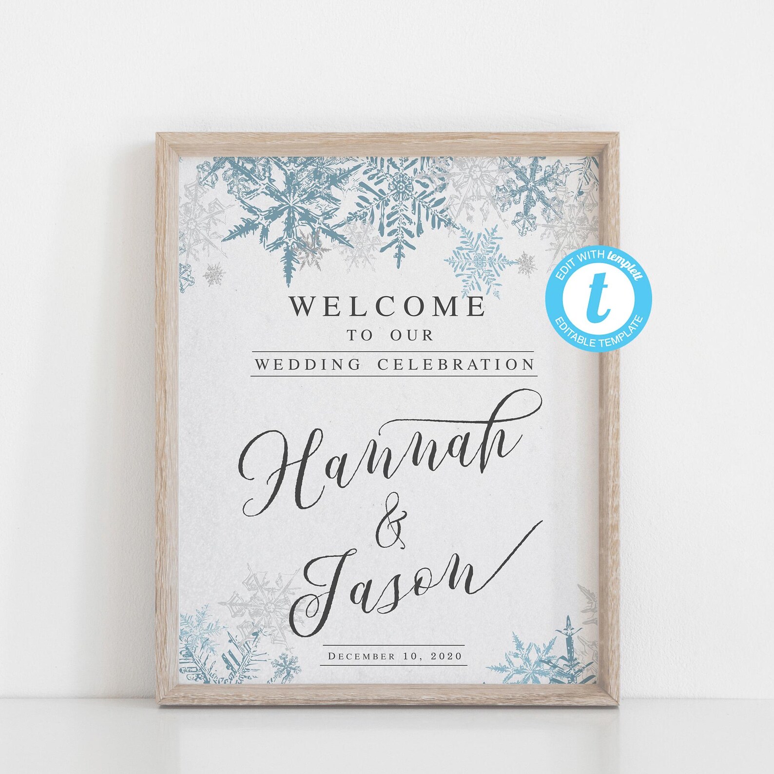 Winter Wedding Welcome Sign - PRINTABLE, Christmas Wedding, Winter ...