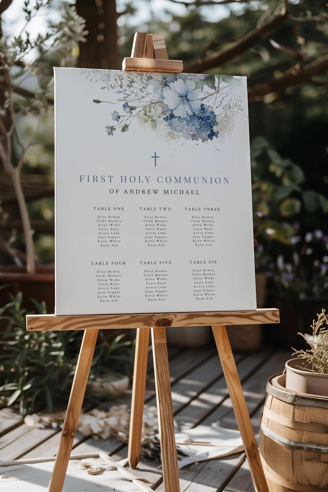 First Holy Communion Seating Chart | Blue Seating Chart Sign | Boy ...