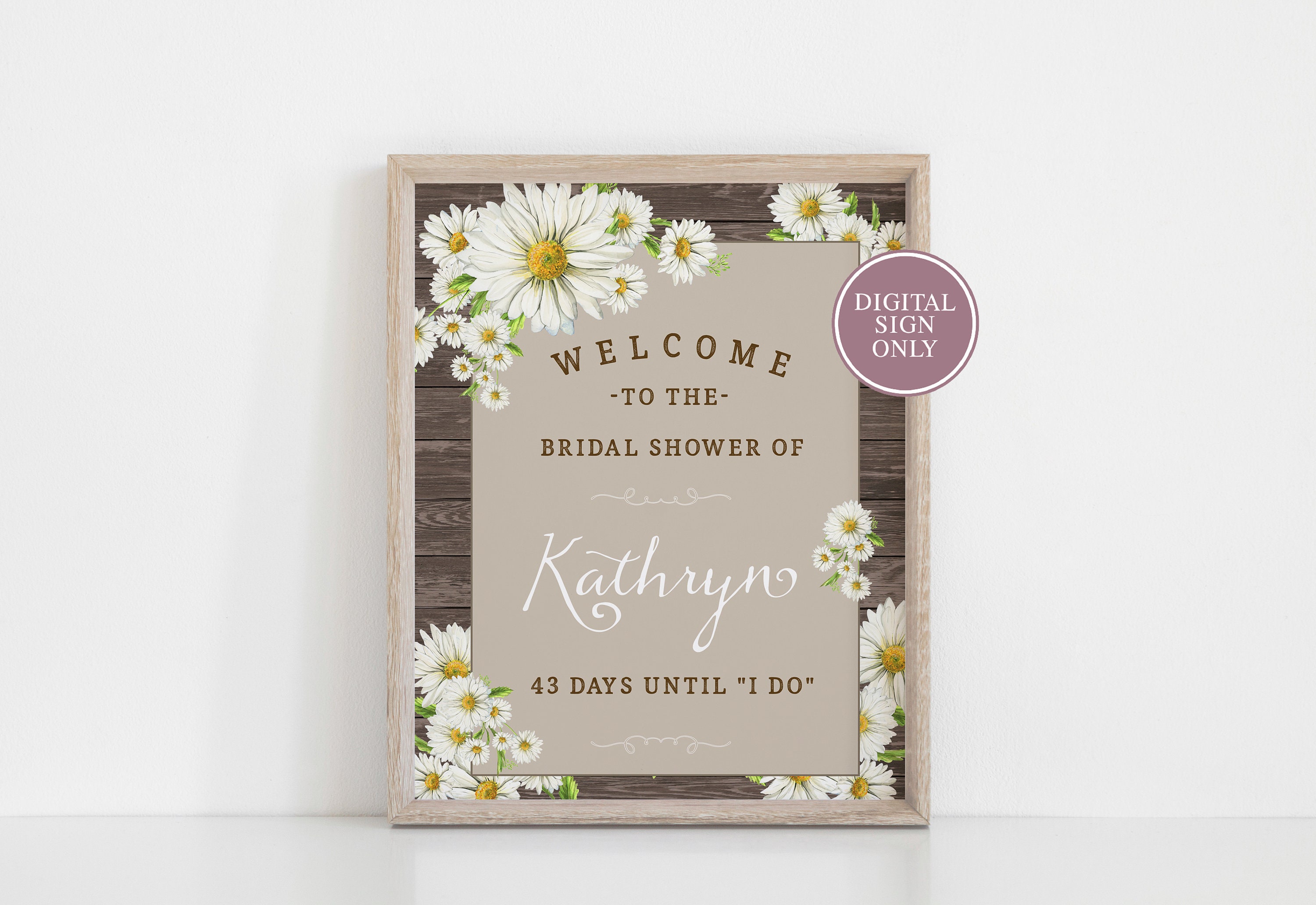 Sign White Daisy Wedding Welcome Rustic Daisy Wedding Welcome Sign ...