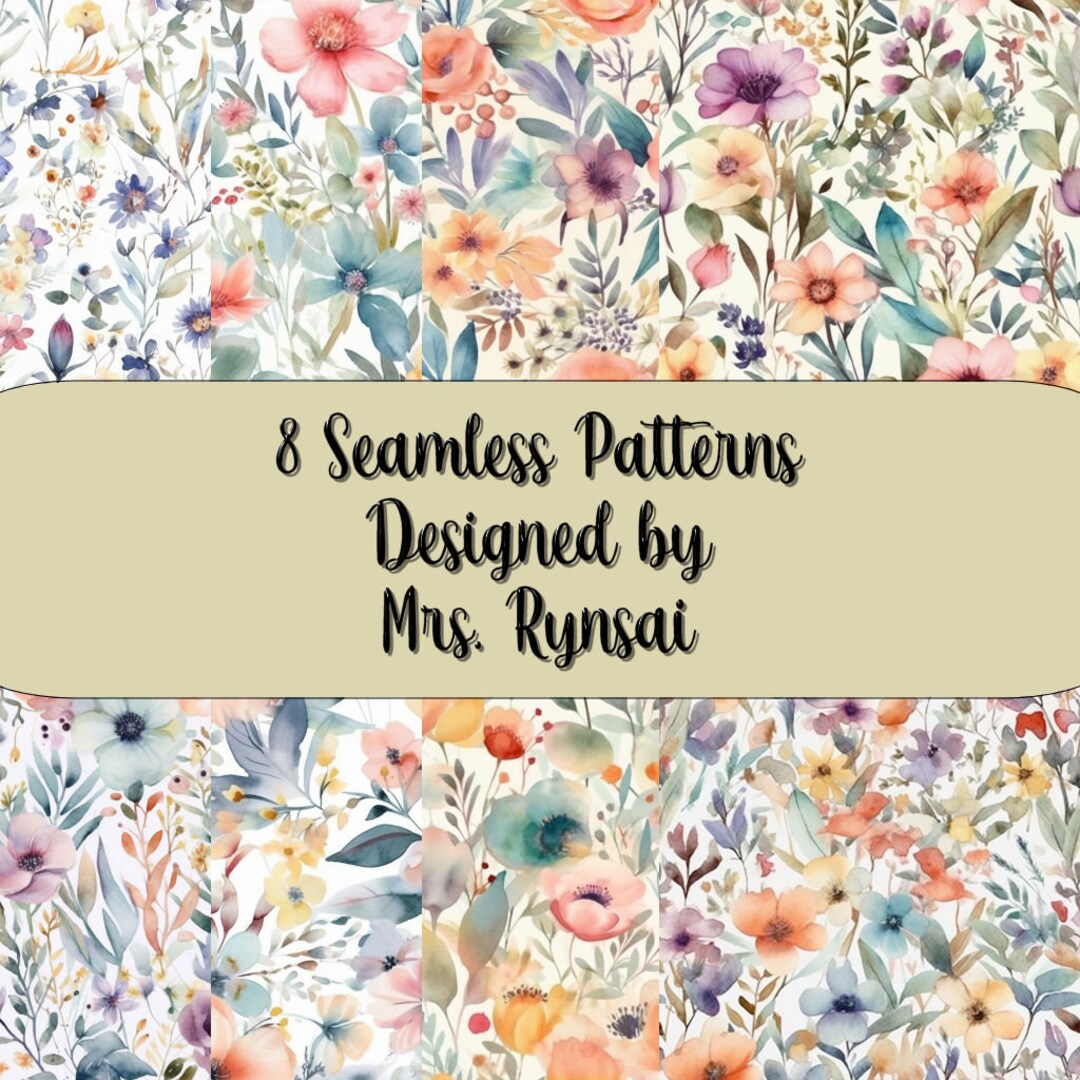 Watercolor Spring Flowers Seamless Patterns - Etsy