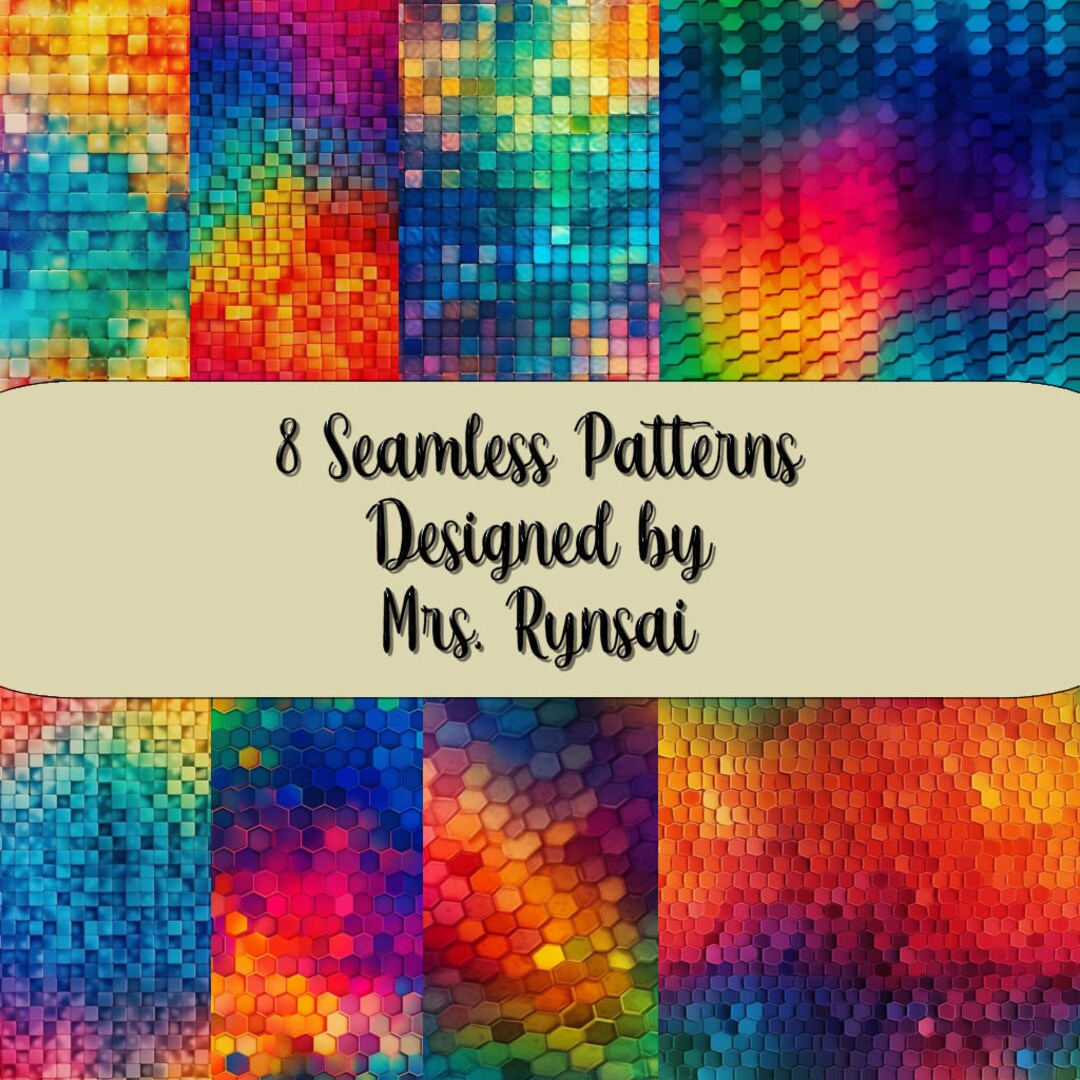 Bright Mosaic Seamless Patterns - Etsy