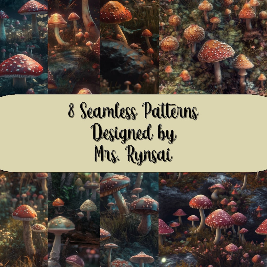 Mushrooms Seamless Patterns - Etsy
