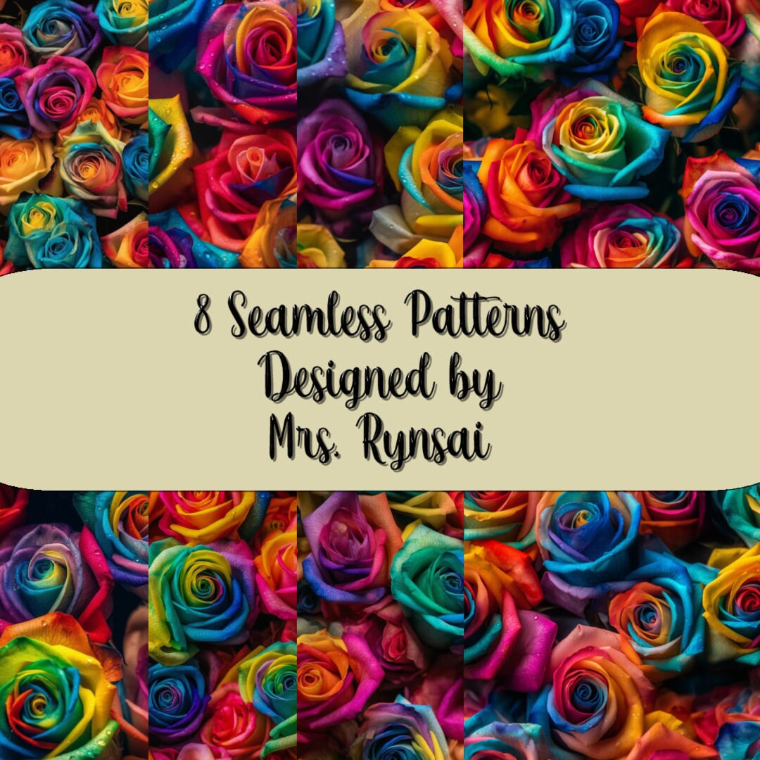 Rainbow Roses Seamless Patterns - Etsy