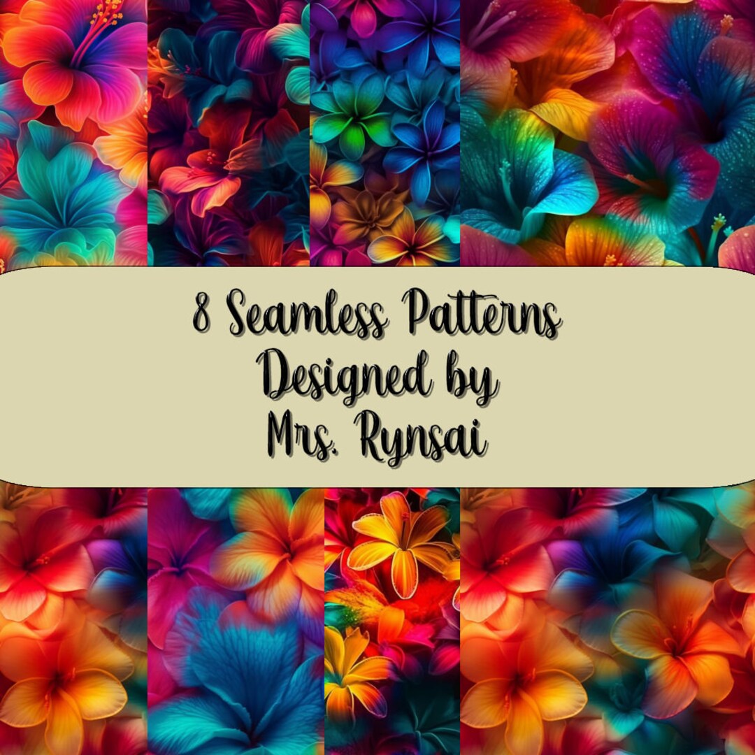 Bright Hawaiian Flowers Seamless Patterns - Etsy
