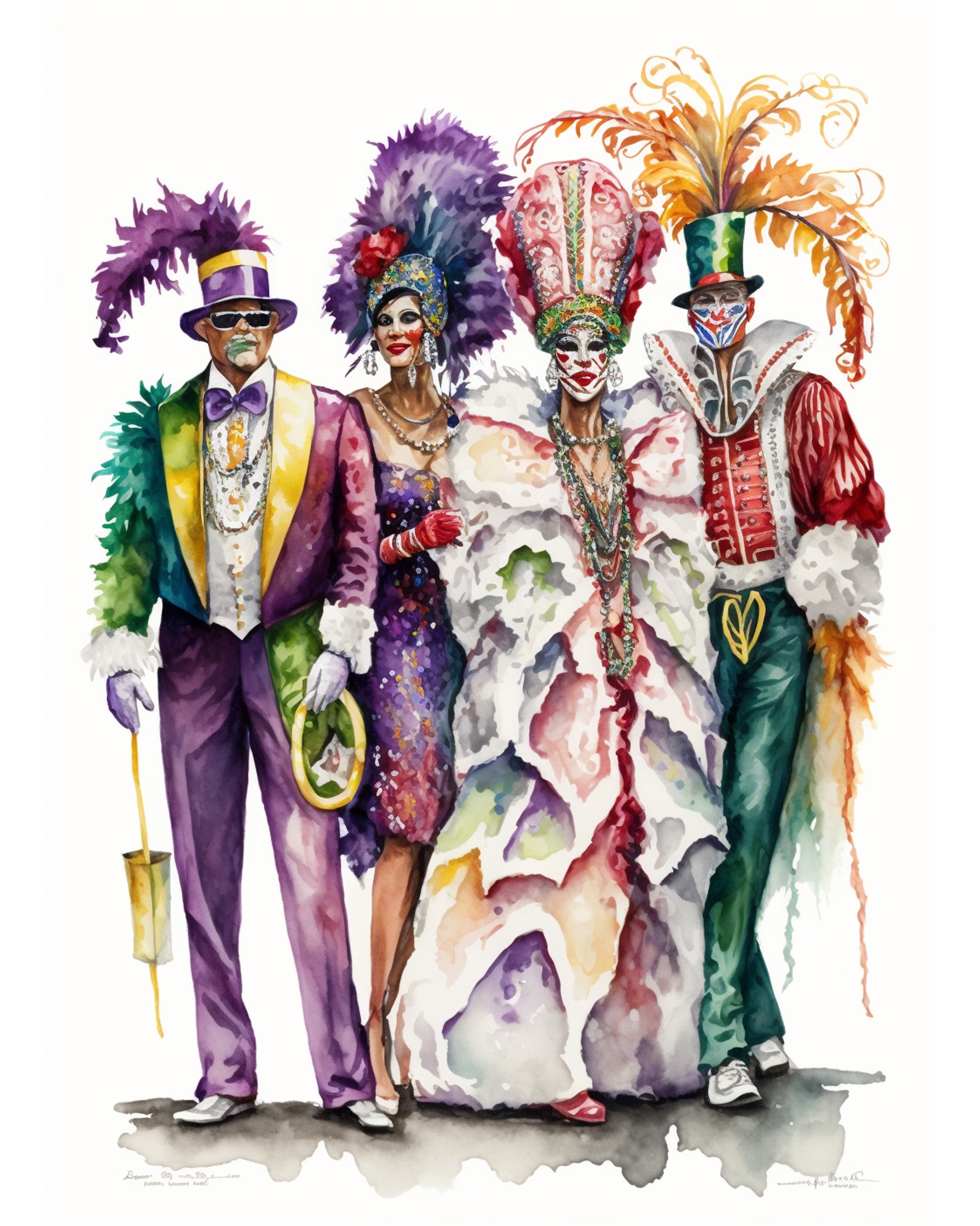 Set of 4 Mardi Gras Parade Printable Wall Art, Downloadable Art ...