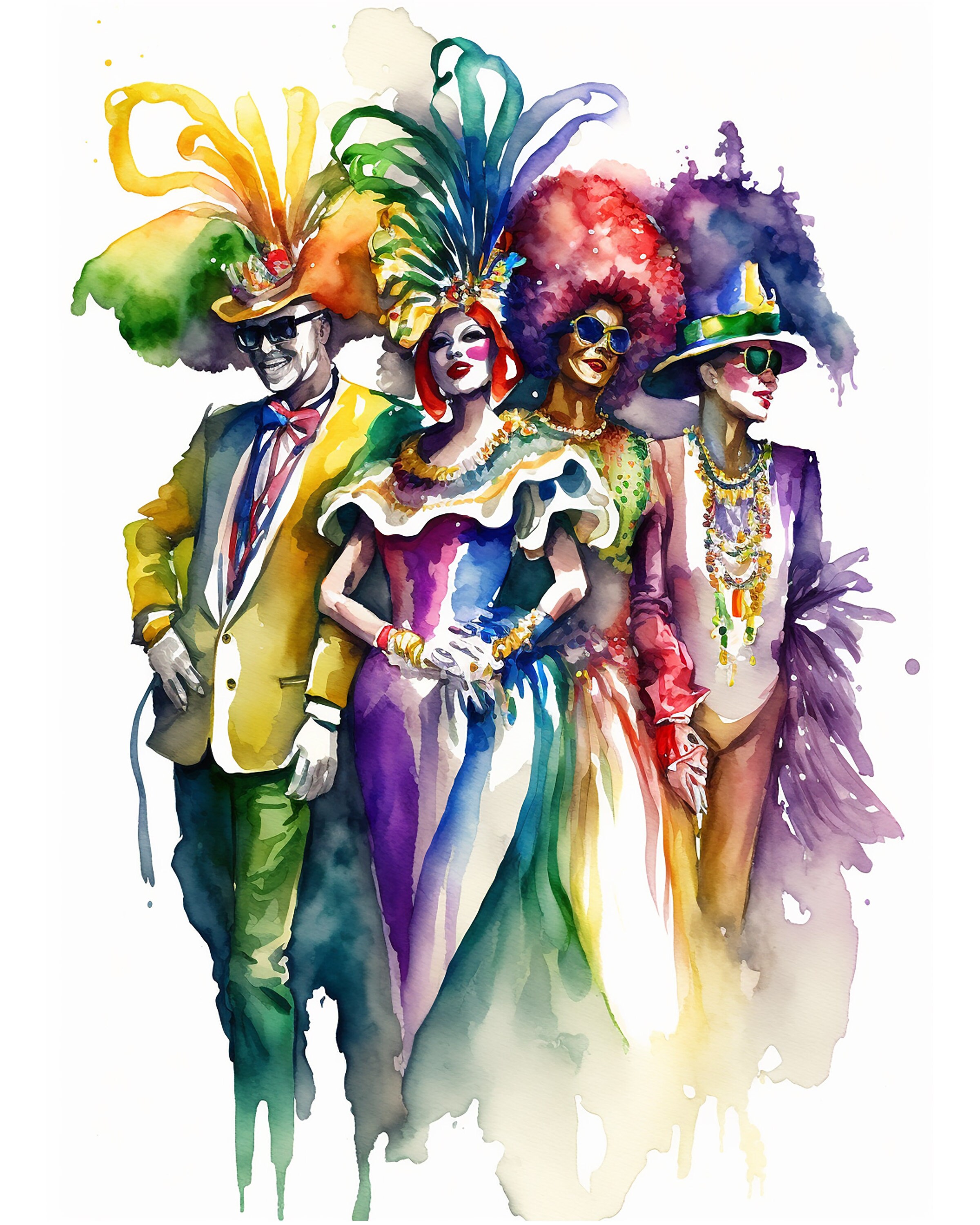 Set of 4 Mardi Gras Parade Printable Wall Art, Downloadable Art ...