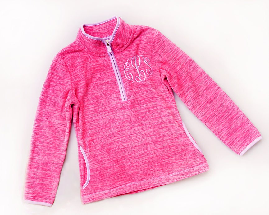 Girls Monogrammed Fleece Pullover - Etsy