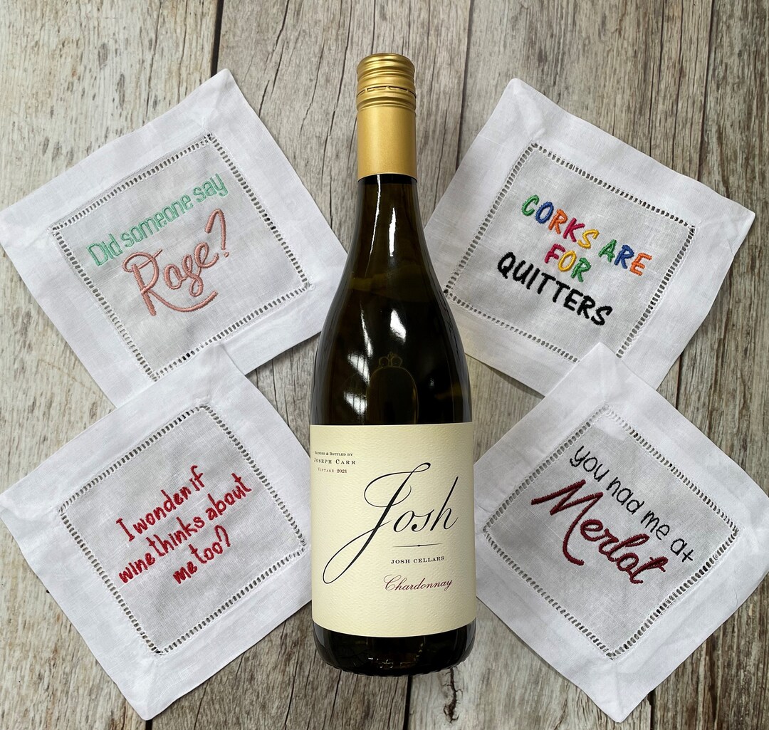 Witty Wine Themed Linen Cocktail Napkins - Etsy