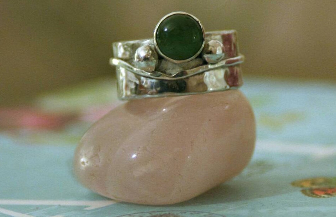 Contemporary 10 Mm Wide Band Sterling Silver Ring With Hand Set Thick ...
