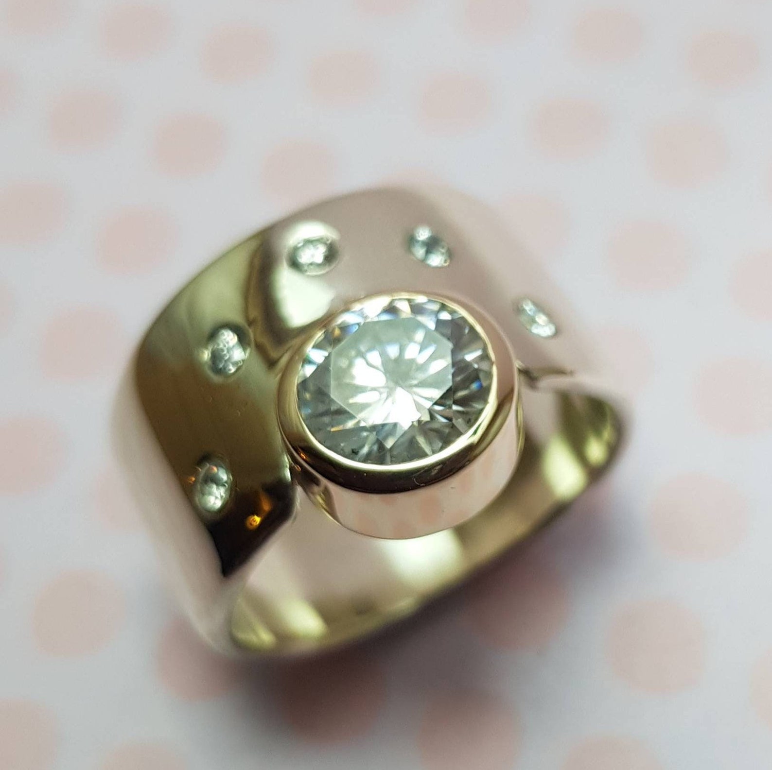 Contemporary Custom 12mm Wide Band Sterling Silver Ring With - Etsy